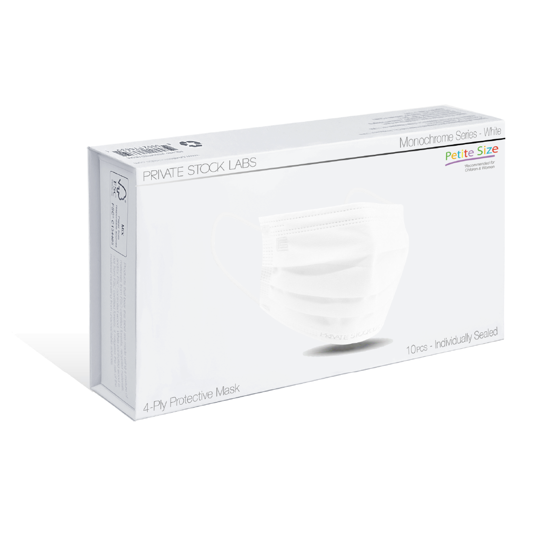 Petite 4-Ply Protective Mask - Monochrome Series - White (Pack of 10 ...