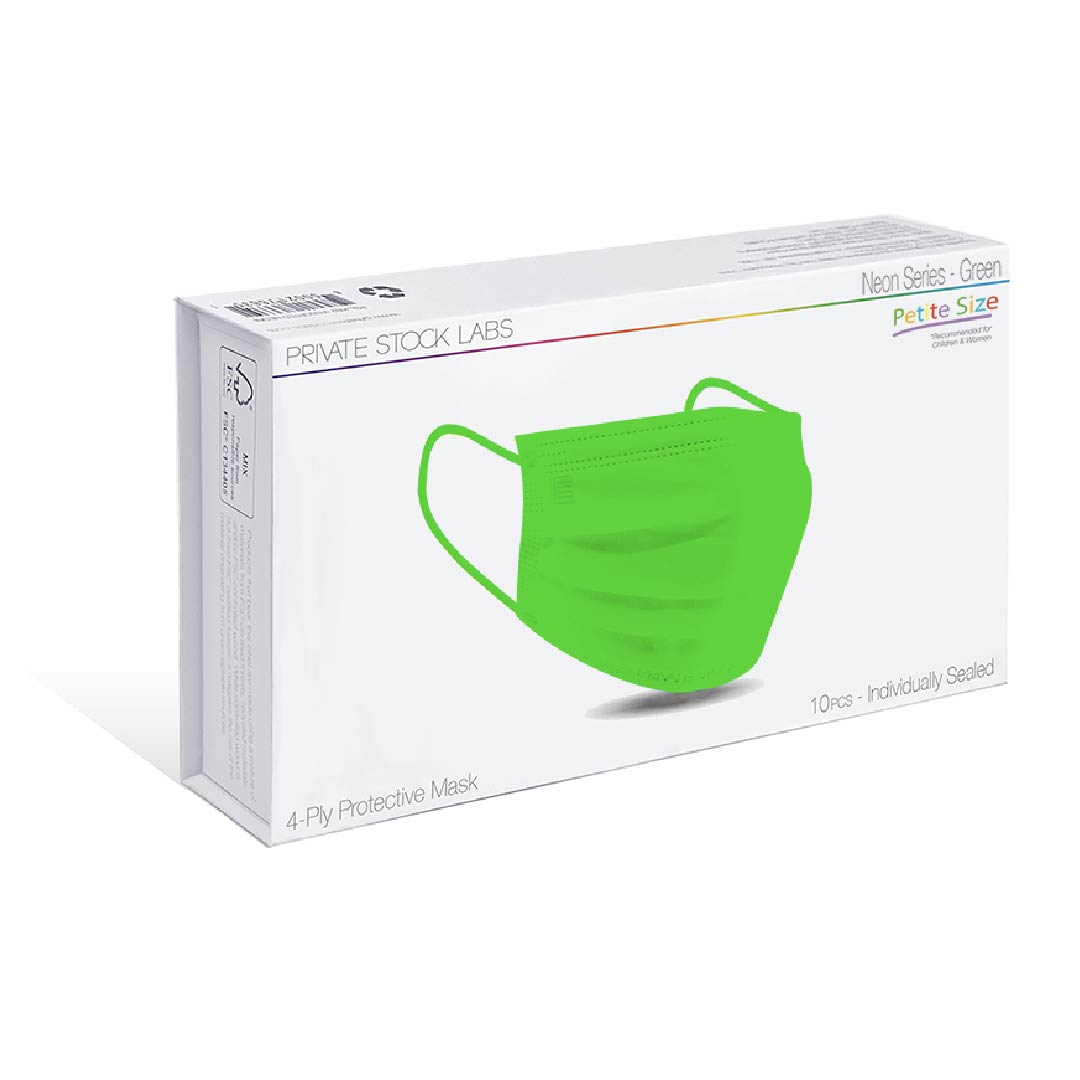 Petite 4-Ply Protective Mask - Neon Series - Green (Pack of 10 ...